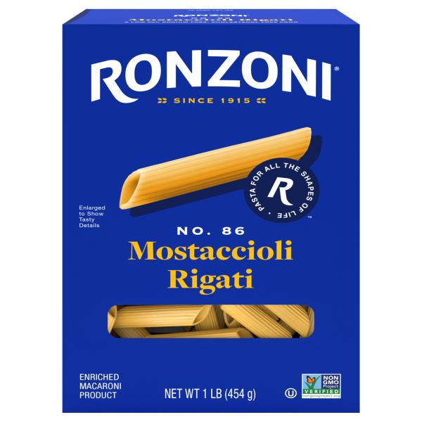 Ronzoni Mostaccioli Rigati, 16 oz, Non-GMO Pasta for Thin Sauces ...