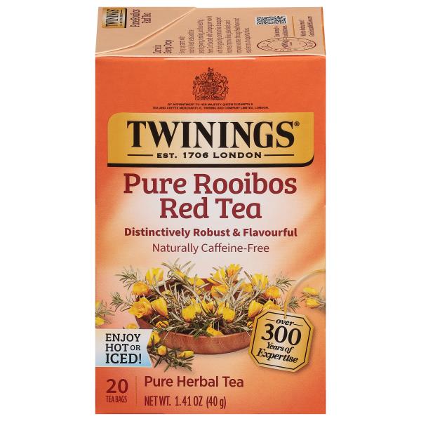 Twinings Tea Bags Pure Rooibos Red Tea Caffeine-Free Herbal Tea ...