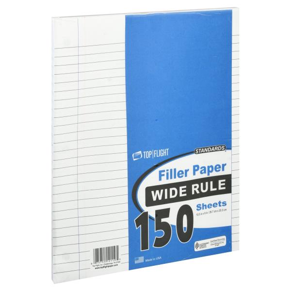 Top Flight Standards Filler Paper, Wide Rule, 150 Sheets | Publix Super ...