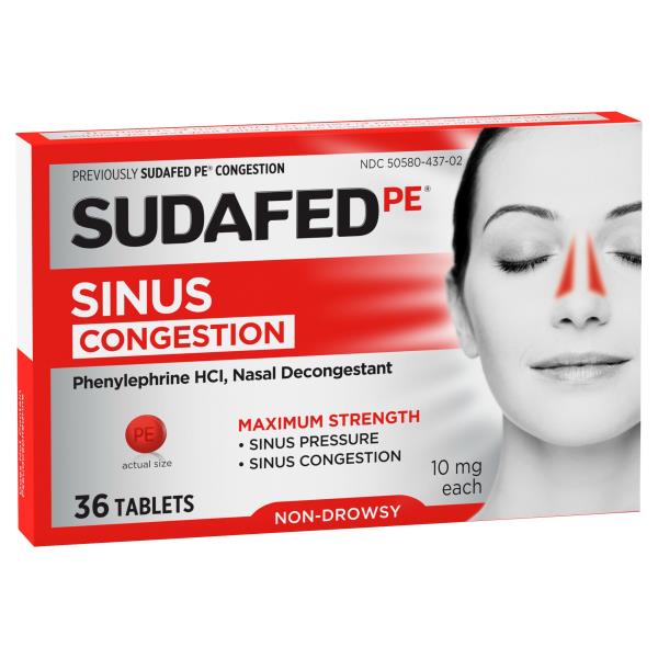 Sudafed PE Congestion, Maximum Strength, 10 mg, Tablets | Publix Super ...