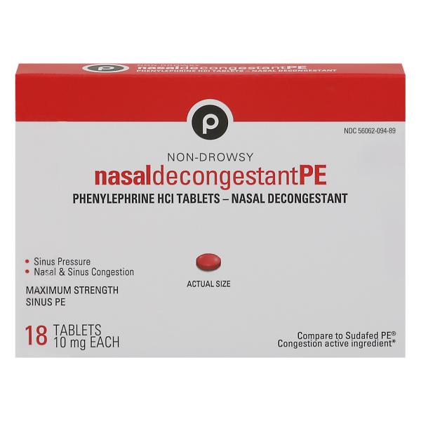 Publix Nasal Decongestant PE, Maximum Strength, 10 mg, Tablets | Publix ...