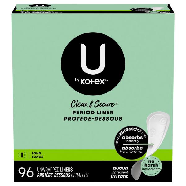 U by Kotex Clean & Secure Unwrapped Long Period Liners | Publix Super ...