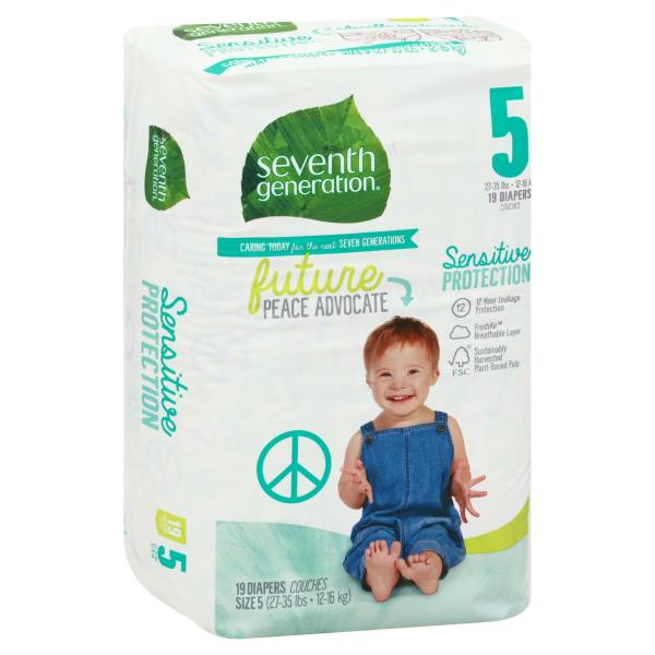 Seventh Generation Sensitive Protection Diapers, Size 5 (27-35 lbs ...