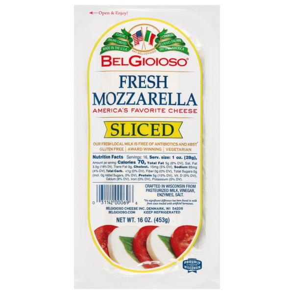 BelGioioso BelGioioso Fresh Mozzarella Log, Pre-Sliced Specialty Cheese ...