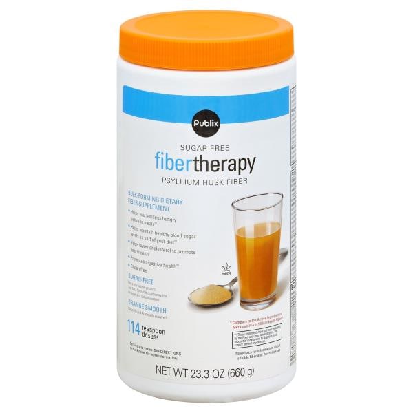 Publix Psyllium Husk Fiber, Fiber Therapy, Sugar-Free, Orange Smooth ...