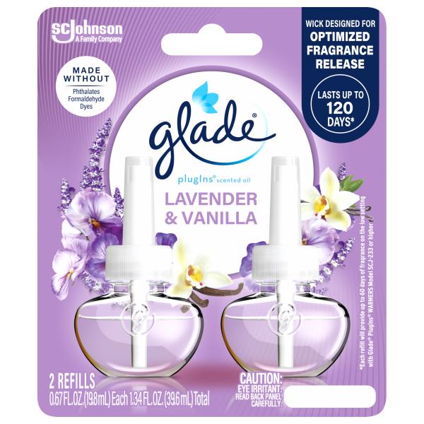 Glade PlugIns Scented Oil 2 Refills, Air Freshener, Lavender & Vanilla ...
