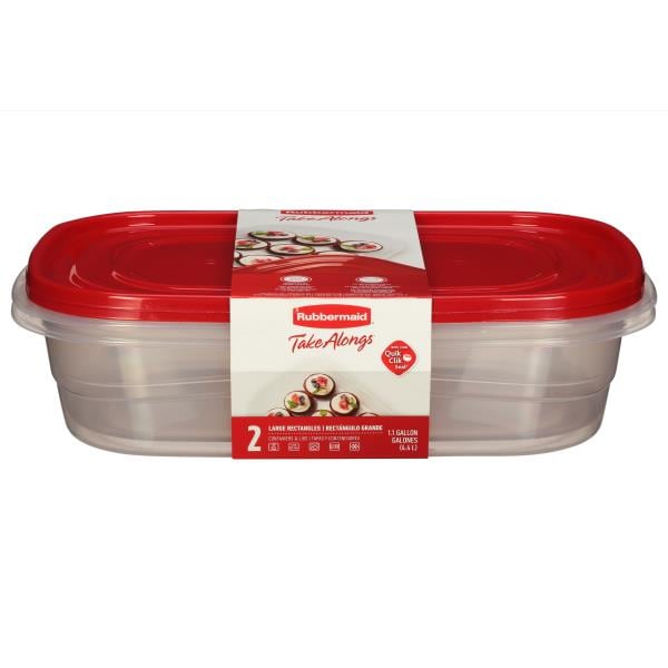 Rubbermaid Take Alongs Containers & Lids, Large Rectangles, 1.1 Gallon ...