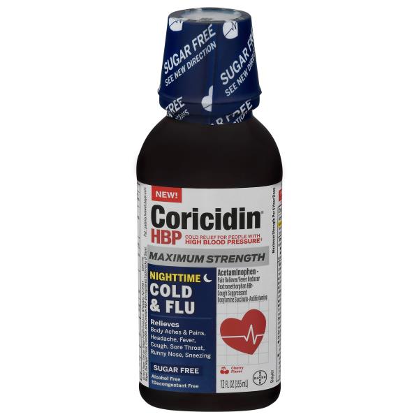 Coricidin HBP Cold & Flu, Nighttime, Maximum Strength, Cherry | Publix ...
