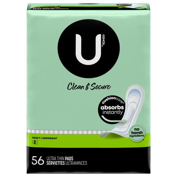 U by Kotex Clean & Secure Pads, Ultra Thin, Heavy | Publix Super Markets