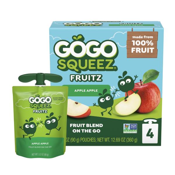 GoGo Squeez Fruit on the Go Apple Apple Snack Pouches, 4 Pack | Publix Super Markets