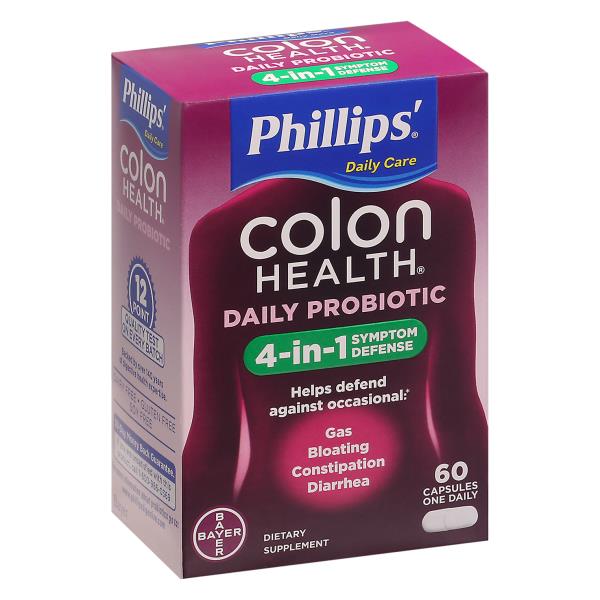 Phillips Colon Health Daily Probiotic, 4-in-1 Symptom Defense, Capsules ...
