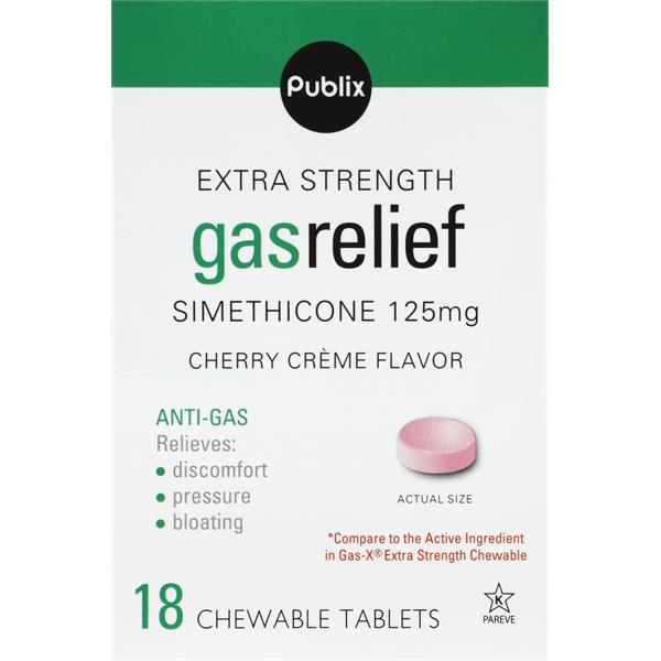 Publix Gas Relief, Extra Strength, Chewable Tablets, Cherry Creme ...