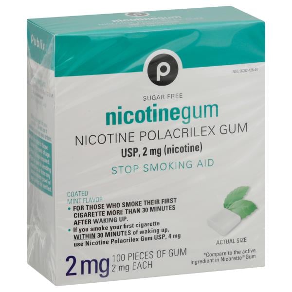 Publix Nicotine Gum, Sugar Free, 2 mg, Mint | Publix Super Markets