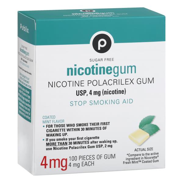Publix Stop Smoking Aid, 4 mg, Gum, Coated Mint Flavor | Publix Super ...