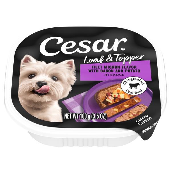 Cesar Canine Cuisine, Filet Mignon Flavor with Bacon & Potato, Loaf ...