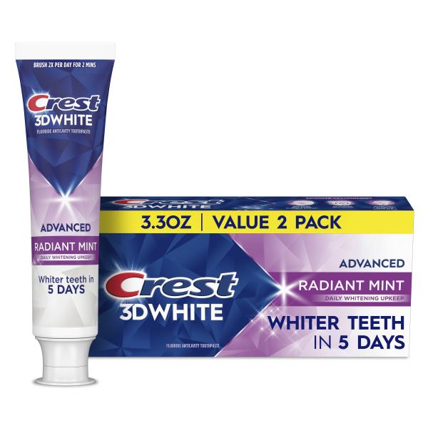 Crest 3D White Toothpaste, Radiant Mint, Advanced, Value 2 Pack ...
