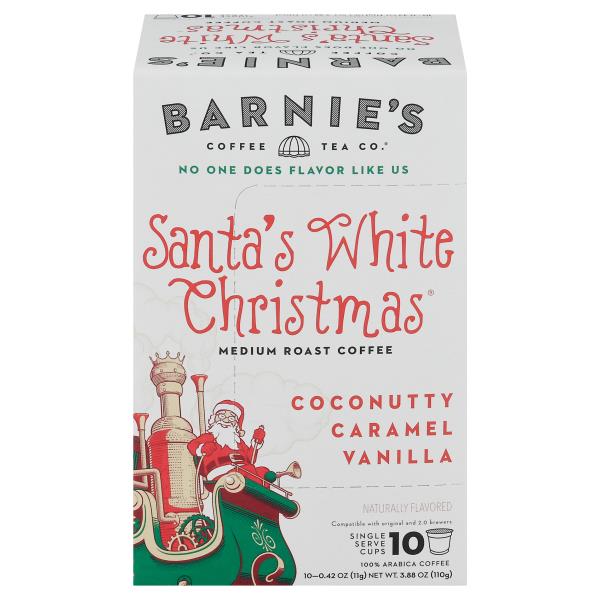 Barnie's Coffee & Tea Co. Coffee, Medium Roast, Santa's White Christmas, Single Serve Cups ...