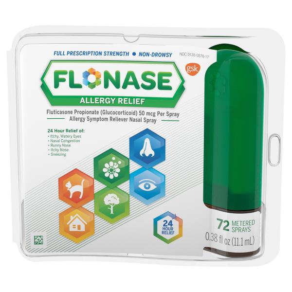 Flonase 90 Metered Sprays 50 mcg Full Prescription Strength Allergy ...