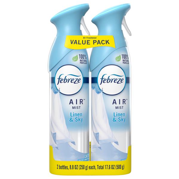 Febreze Odor-Fighting Air Freshener, Linen & Sky, 8.8 oz, 2 Count ...