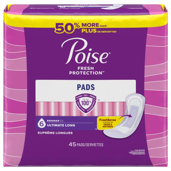 Poise Fresh Protection Pads, 6 Ultimate, Long | Publix Super Markets