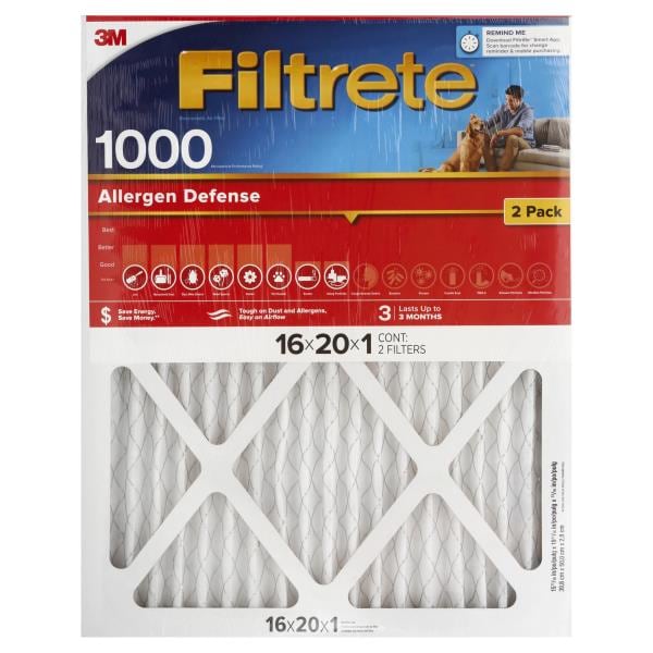 3M Air Cleaning Filter, Electrostatic, MPR 1000, Allergen Defense, 2 Pack | Publix Super Markets