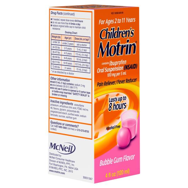 Motrin Pain Reliever/Fever Reducer, Bubble Gum Flavor | Publix Super ...
