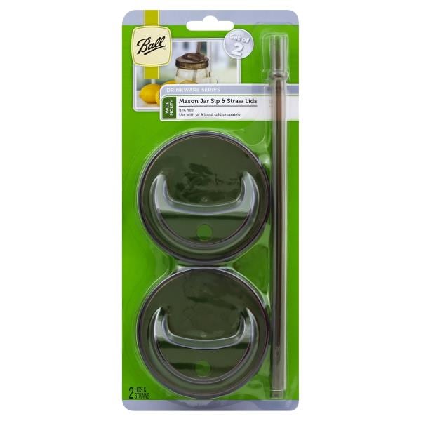 Ball Drinkware Series Sip & Straw Lids, Mason Jar, Wide Mouth | Publix ...