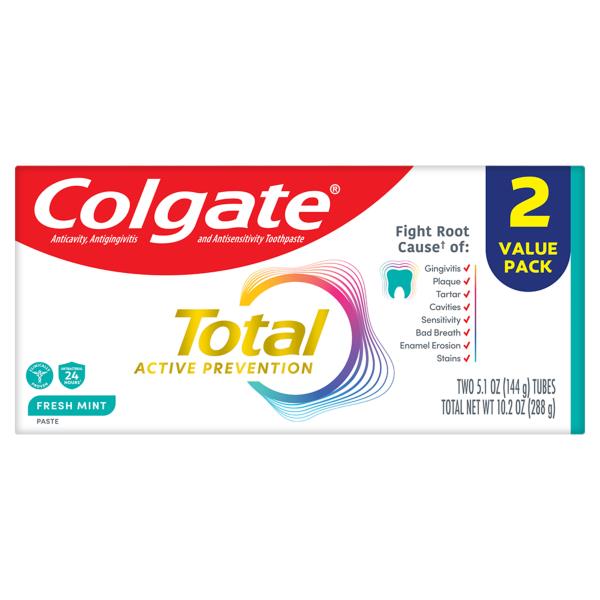 Colgate Total Toothpaste, Fresh Mint Stripe, 2 Value Pack, Gel | Publix ...