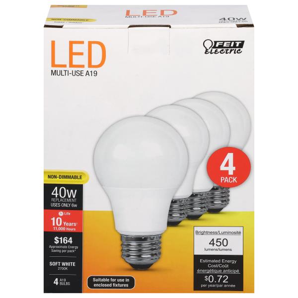 Feit Electric Bulbs, Soft White, LED, 40 Watts, 4 Pack | Publix Super ...