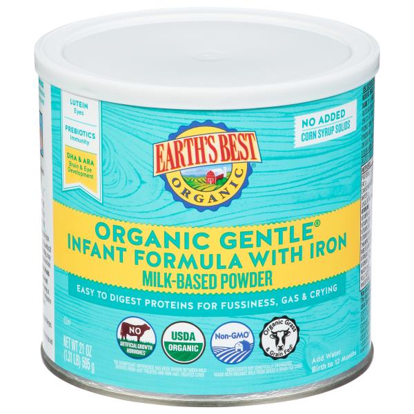 Earth's Best Organic Infant Formula with Iron, Organic Gentle, Milk-Based Powder | Publix Super ...