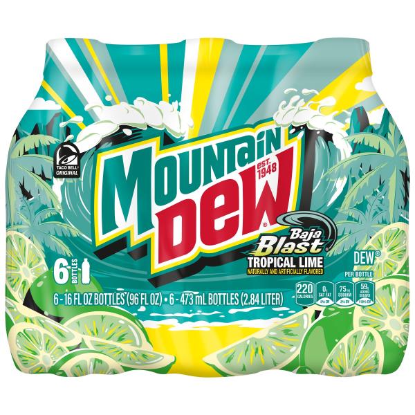 Mountain Dew Mountain Dew Baja Blast DEW Tropical Lime Flavor 16 Fl Oz ...