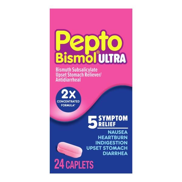 Pepto Bismol Ultra Upset Stomach Reliever/Antidiarrheal, Caplets ...