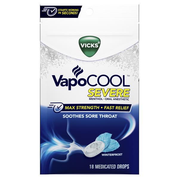 Vicks VapoCool Medicated Drops, Severe, Max Strength, Winterfrost ...
