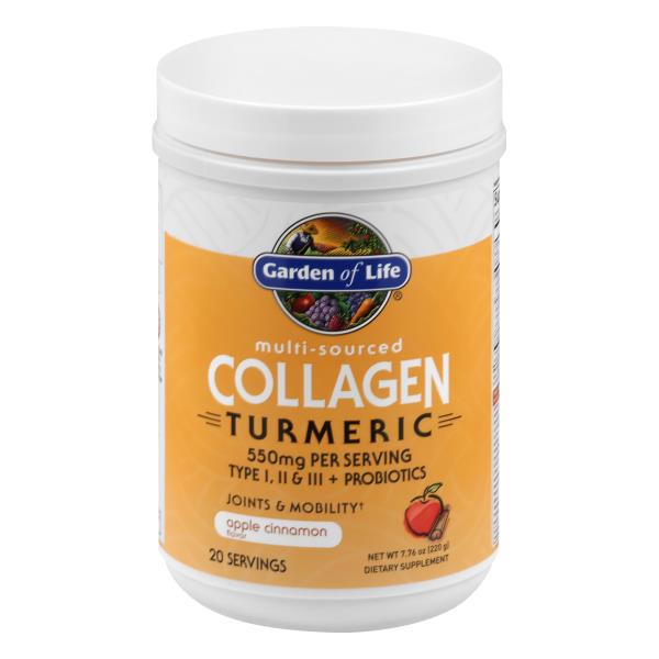 Garden of Life Collagen Turmeric, Multi-Sourced, Apple Cinnamon Flavor ...