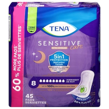 Tena Pads, Extra Coverage, Overnight, Sensitive Care | Publix Super Markets