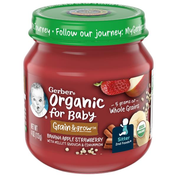 Gerber Baby Food, Organic, Banana Apple Strawberry, Sitter | Publix ...