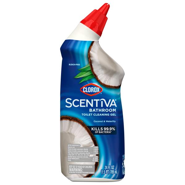 Clorox Scentiva Toilet Cleaning Gel, Coconut & Waterlily, Bathroom ...