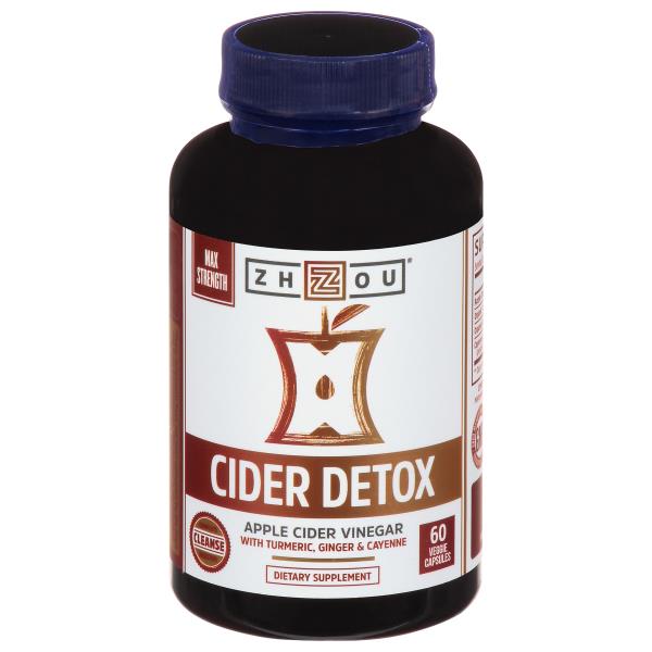 Zhou Cider Detox, Max Strength, Apple Cider Vinegar, Veggie Capsules ...