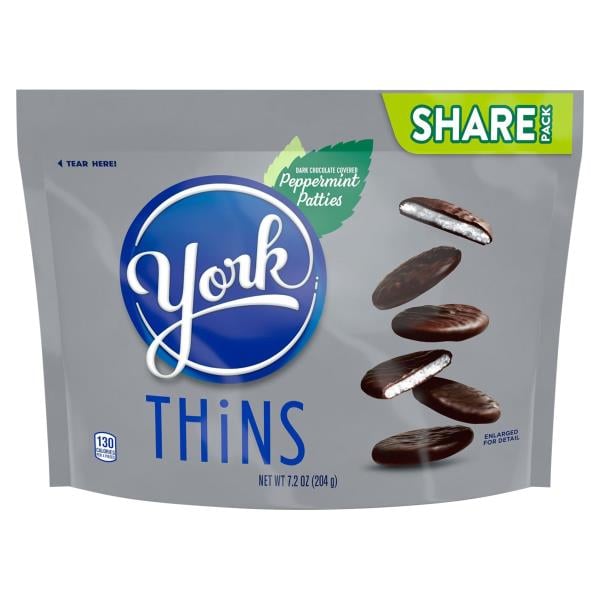 York Thins Peppermint Patties, Dark Chocolate Covered, Share Pack ...
