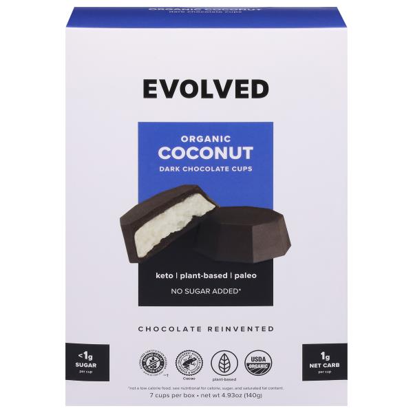 Evolved Dark Chocolate Cups, Organic, Coconut | Publix Super Markets