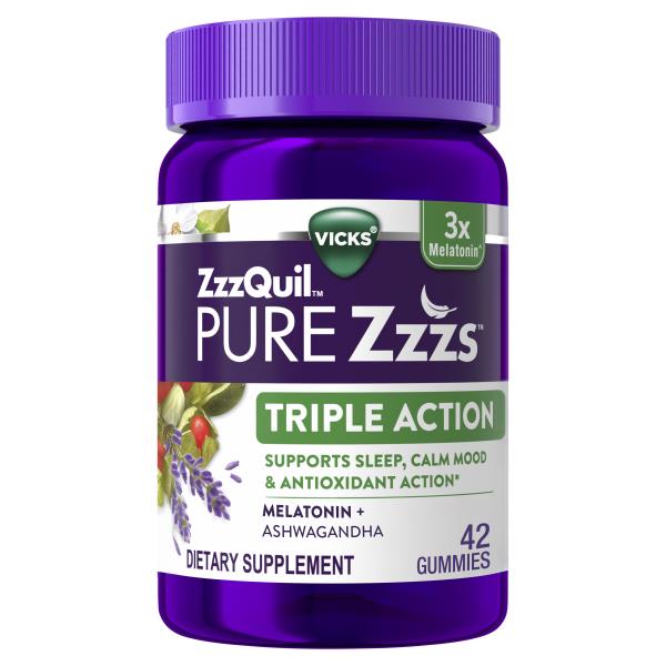 Vicks PURE Zzzs ZzzQuil Triple Action, Sleep Aid, Melatonin Gummies ...