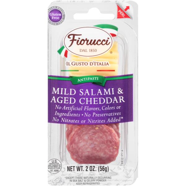 Fiorucci Pre-Sliced 100% Natural Mild Salami & Aged Cheddar Snack Pack ...