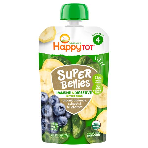HappyTot Organics Super Bellies Fruit & Veggie Blend, Bananas, Spinach ...