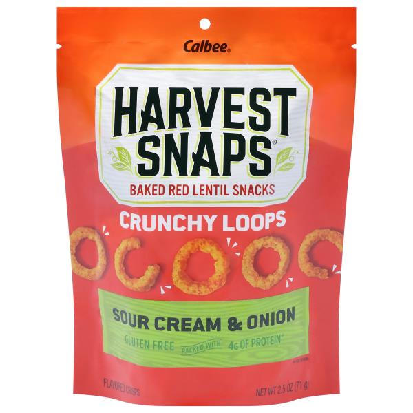 Harvest Snaps Baked Red Lentil Snacks, Crunchy Loops, Sour Cream ...