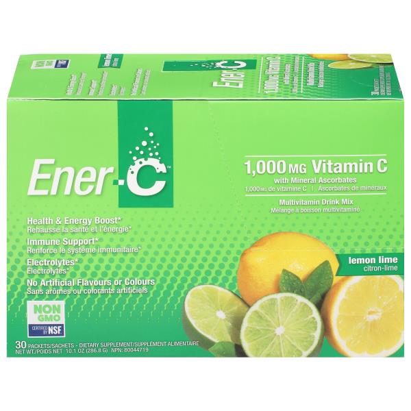 Ener-C Multivitamin Drink Mix, Vitamin C, 1000 mg, Lemon Lime, Packets ...