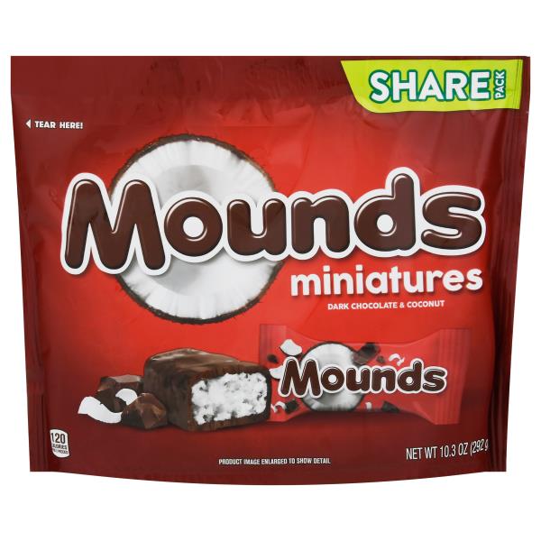 Mounds Candy Bar, Dark Chocolate & Coconut, Miniatures, Share Pack ...
