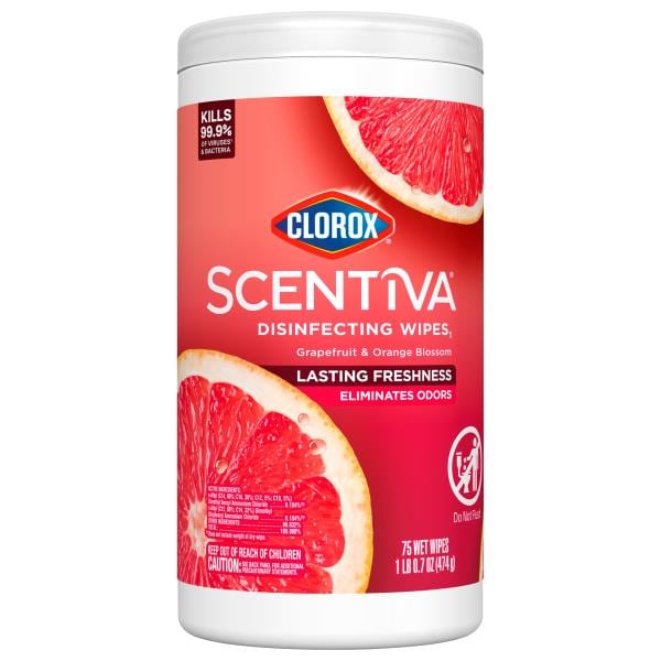 Clorox Scentiva Disinfecting Wipes, Grapefruit & Orange Blossom ...