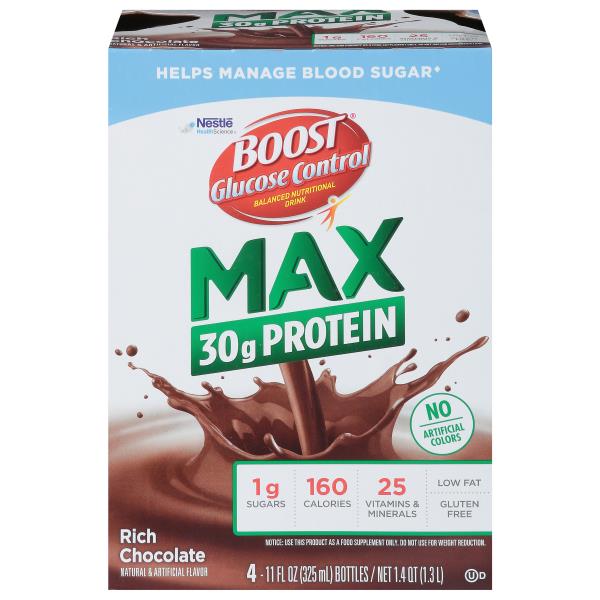 Boost Max Balanced Nutritional Drink, Glucose Control, Rich Chocolate ...