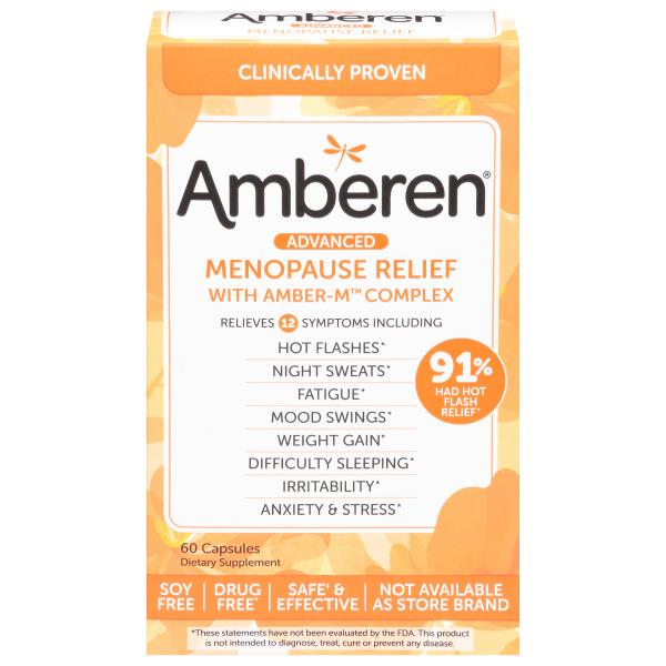 Amberen Menopause Relief, with Amber-M Complex, Advanced, Capsules ...