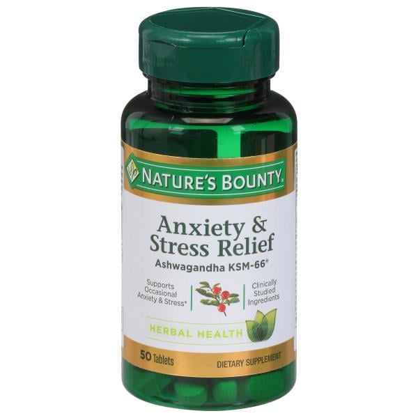 Nature's Bounty Anxiety & Stress Relief, Herbal Health, Tablets ...